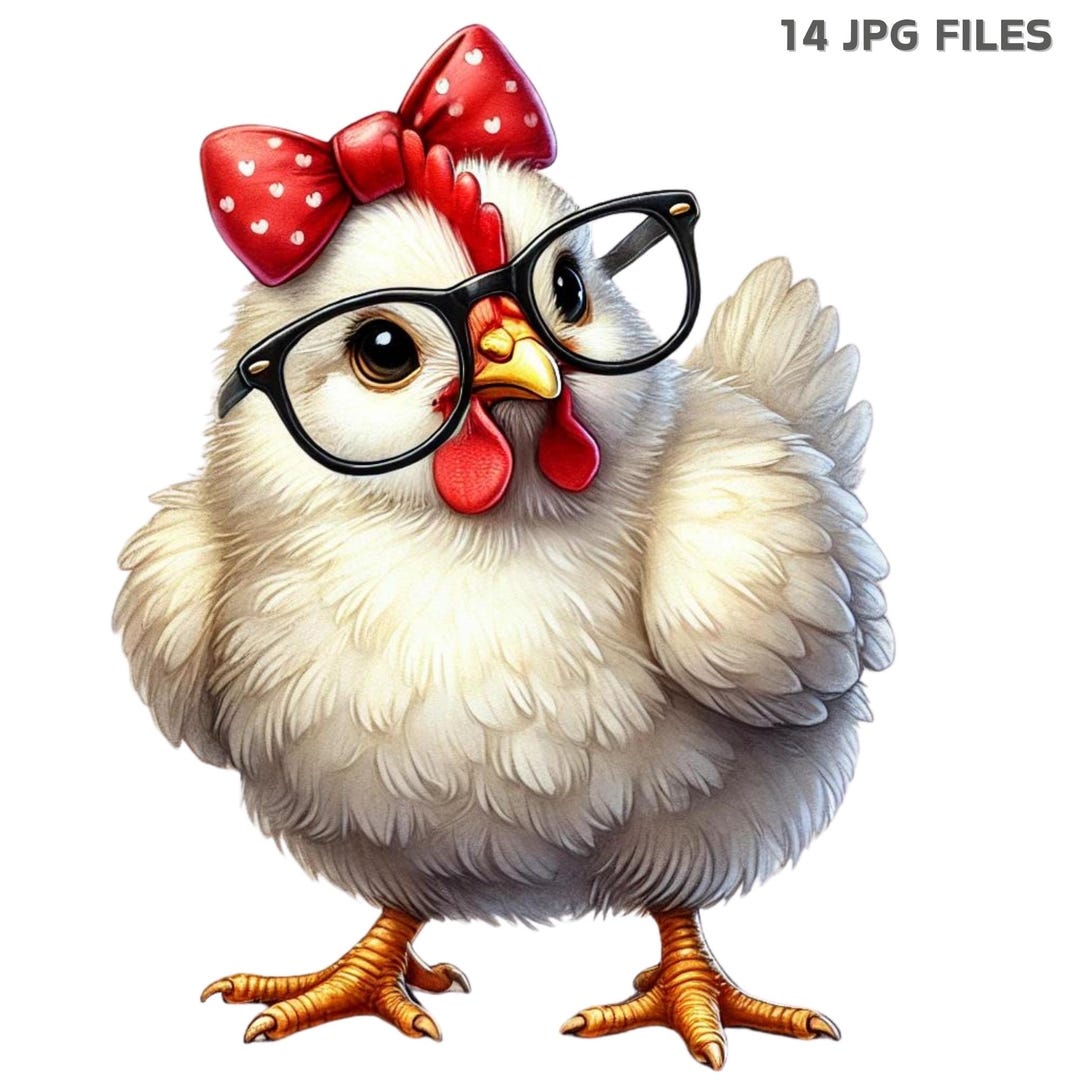 Cute Chickens for Digital Art Projects, Watercolor Clipart Set, Digital ...