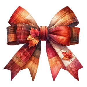 Coquette Bow Fall Bundle, Digital Download, Autumn Watercolor Clipart ...