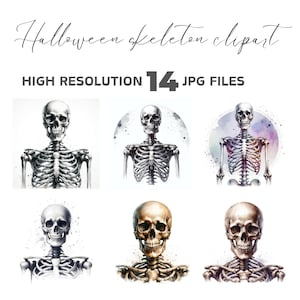 Mystical Halloween Clip Art Set, Skeleton Clipart, Skull Skeletons ...
