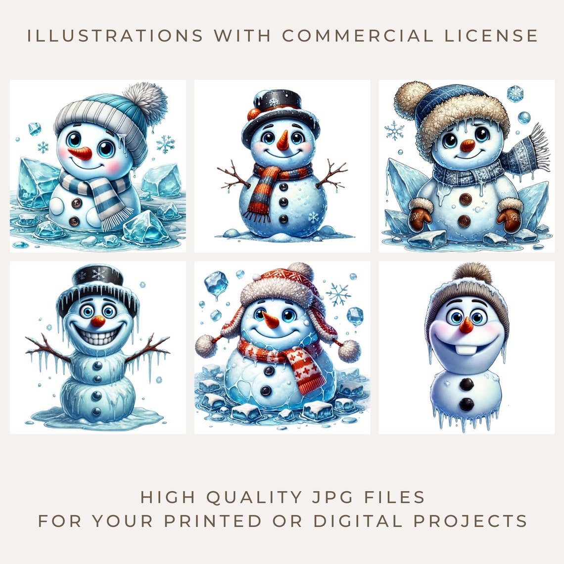 Funny Snowman With Ice Floes, Digital Images for Junk Journals, Crafts ...