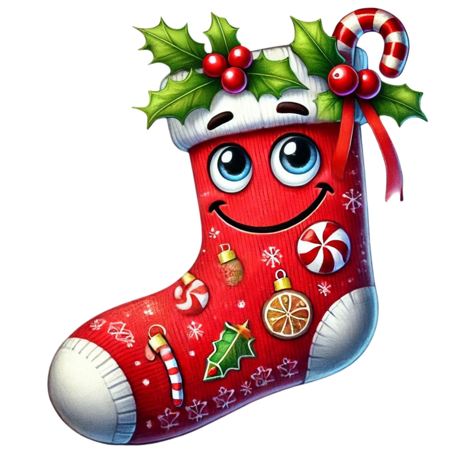 Funny Santa Socks, Cute Watercolor Images, Digital Download, Christmas ...