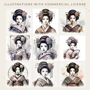 Victorian Japanese Geisha Clipart Bundle, Asian Art Printable Vintage ...