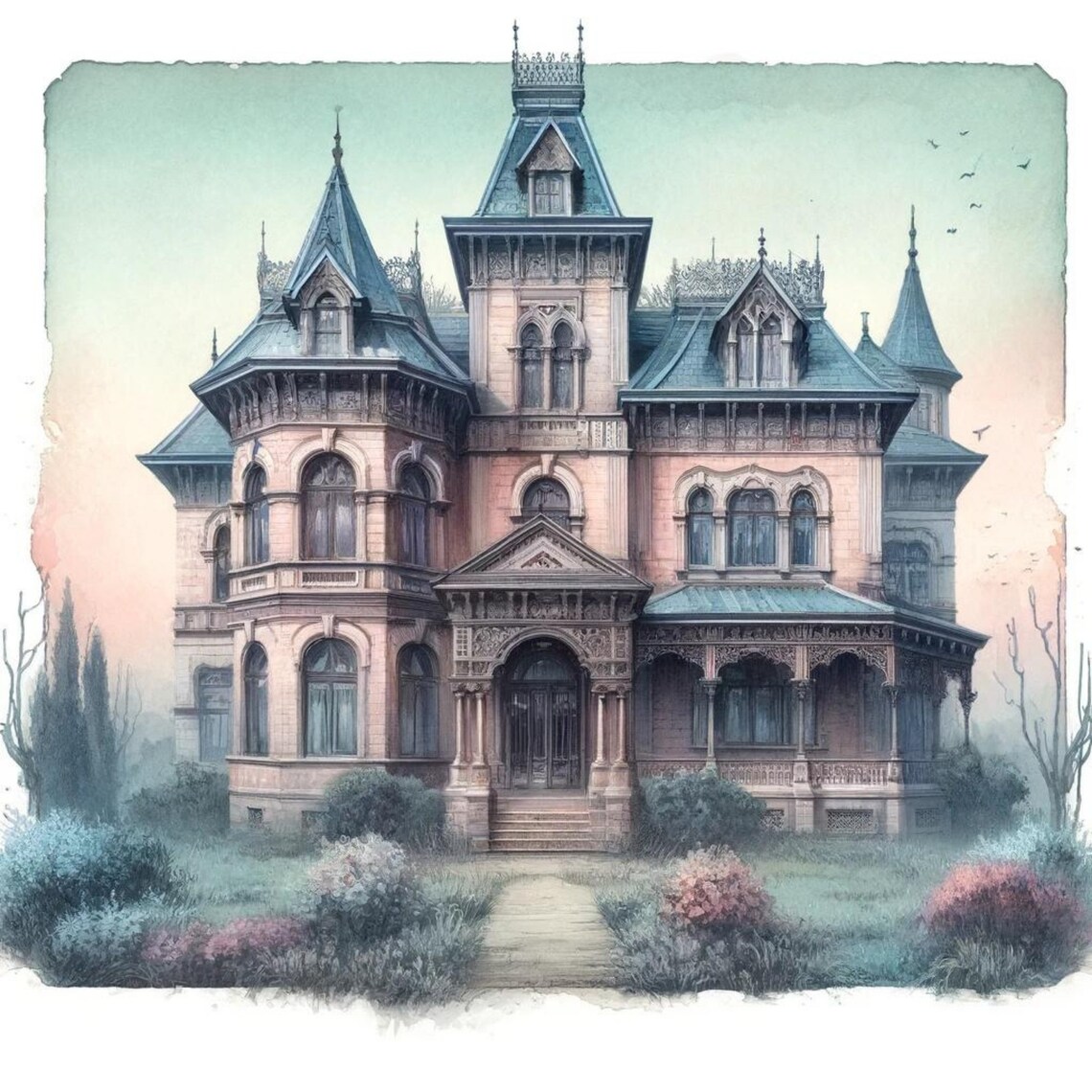 Retro Halloween Haunted Mansion Design Kit, Vintage Halloween ...