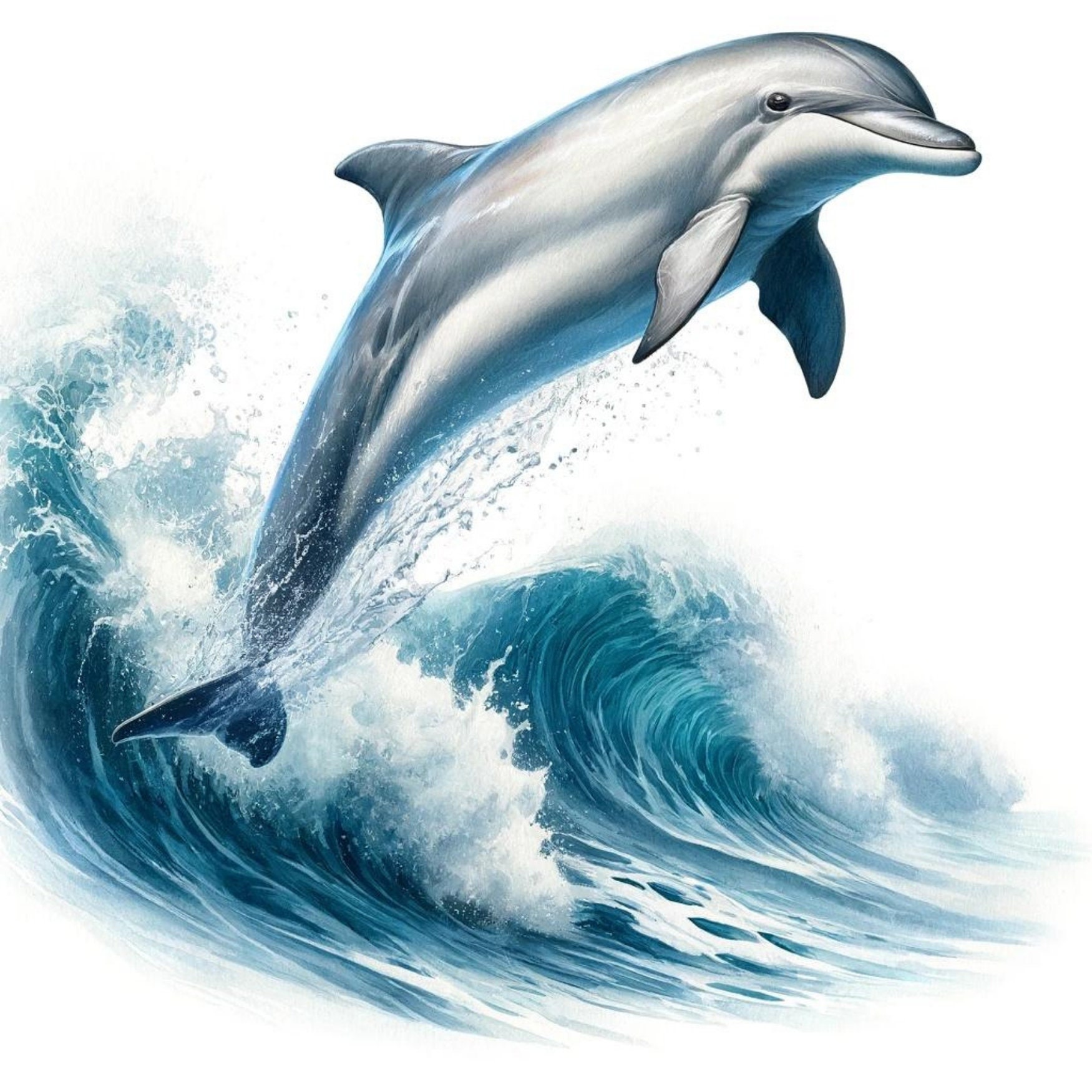 Dolphin in Waves Digital Graphics, Blue Sea Scrapbook Kit With Dolphin ...