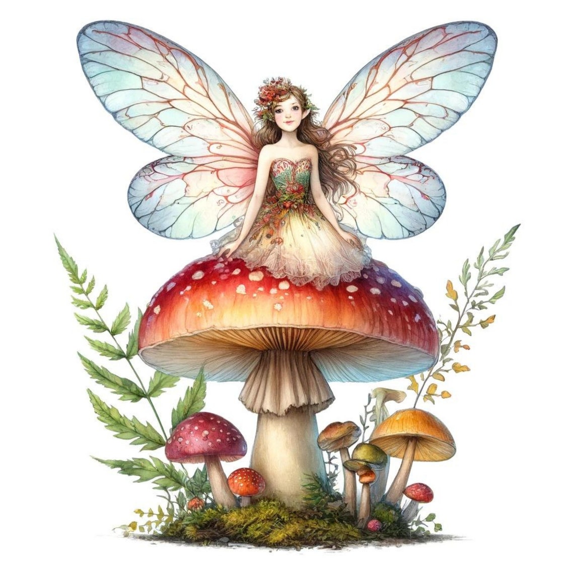 Magical Mushroom Fairy Garden Clipart, Enchanted Fairy Birthday Clipart ...