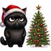 Grumpy Black Cat Christmas Clipart, Funny Design, Digital Download ...