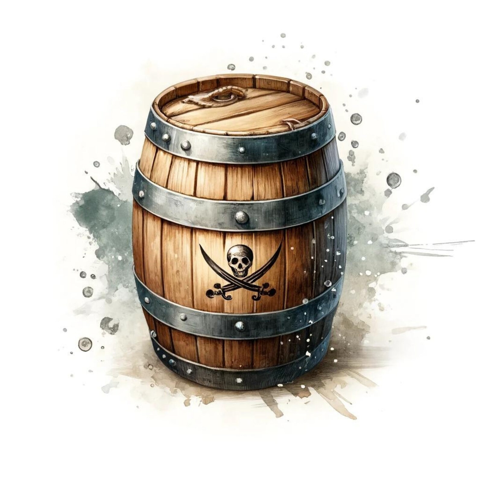Pirate Barrel of Rum Clipart, Commercial Use Images for Junk Journal ...