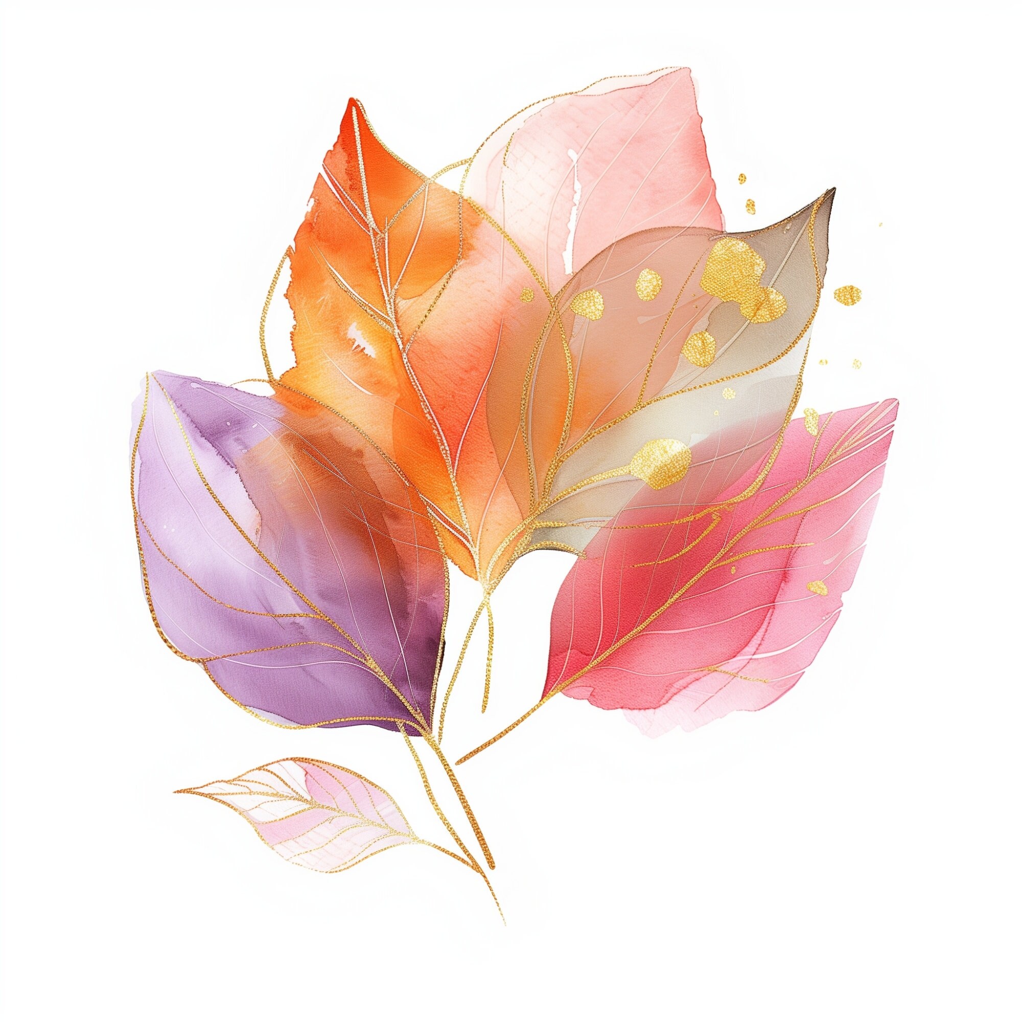 Digital Watercolor Autumn Leaves Clipart for Fall Wedding, Instant ...