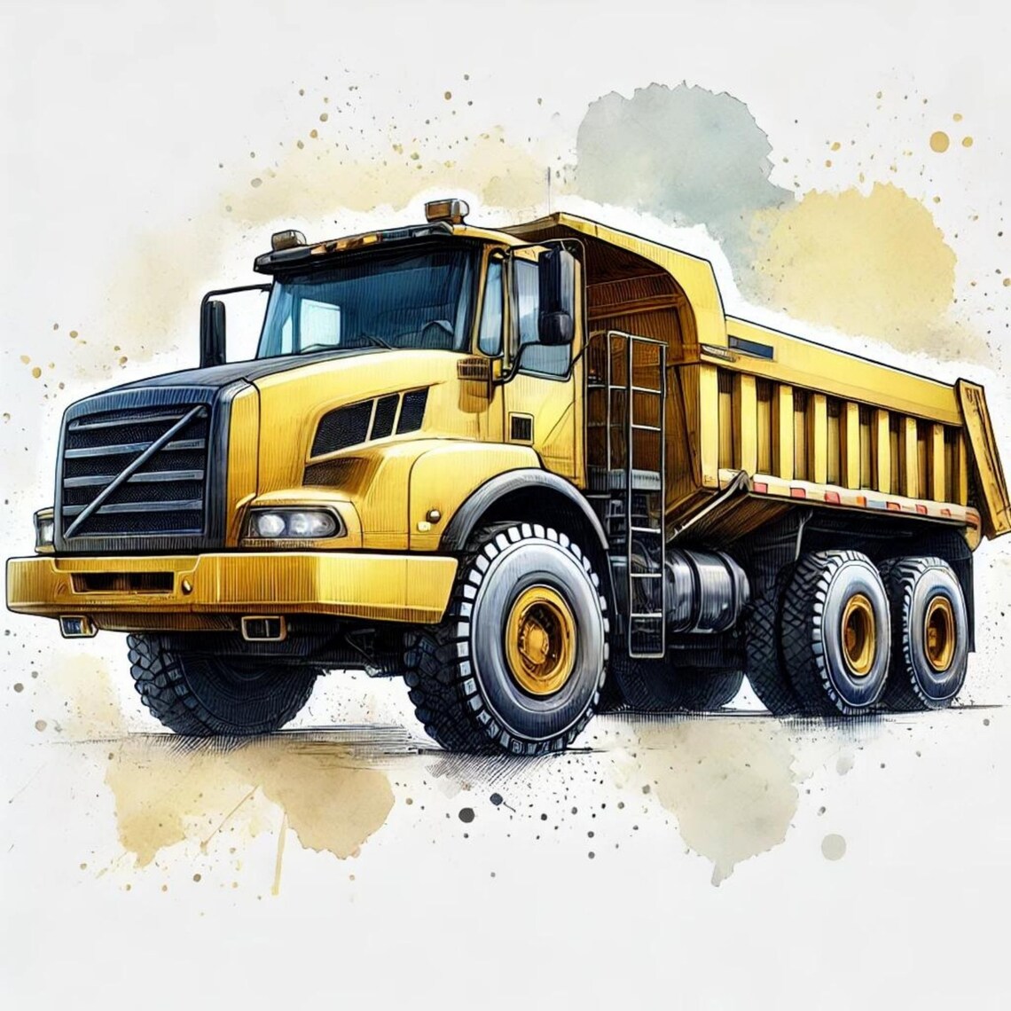 Yellow Dump Truck, Cars Clipart Bundle, Instant Download for Digital ...