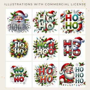 Ho Ho Ho Christmas Clipart Bundle for Sublimation Designs, Santa Claus ...
