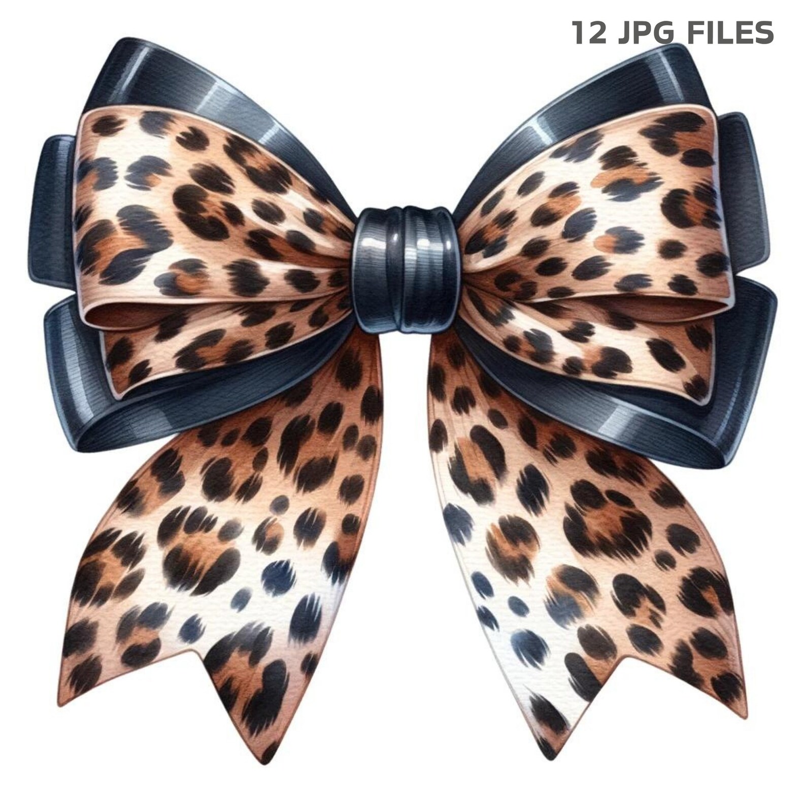Leopard Bow Clipart Set, Digital Crafting Junk Journal, Watercolor Bow ...