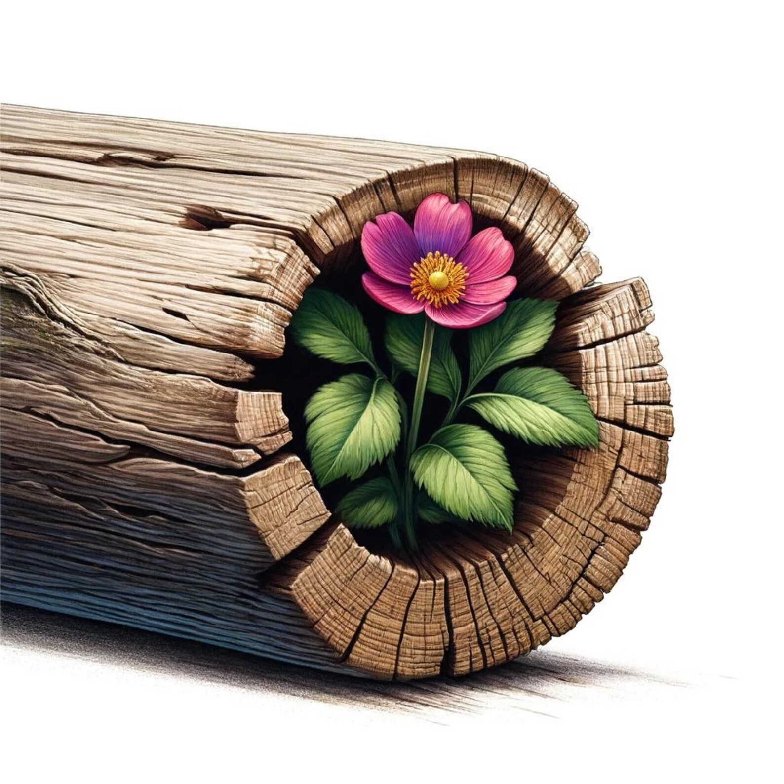 12 Wildflower in Log Watercolor Clipart Instant Download for Digital ...