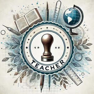 Teacher Stamp Clipart for Junk Journals, High Resolution JPG Watercolor ...