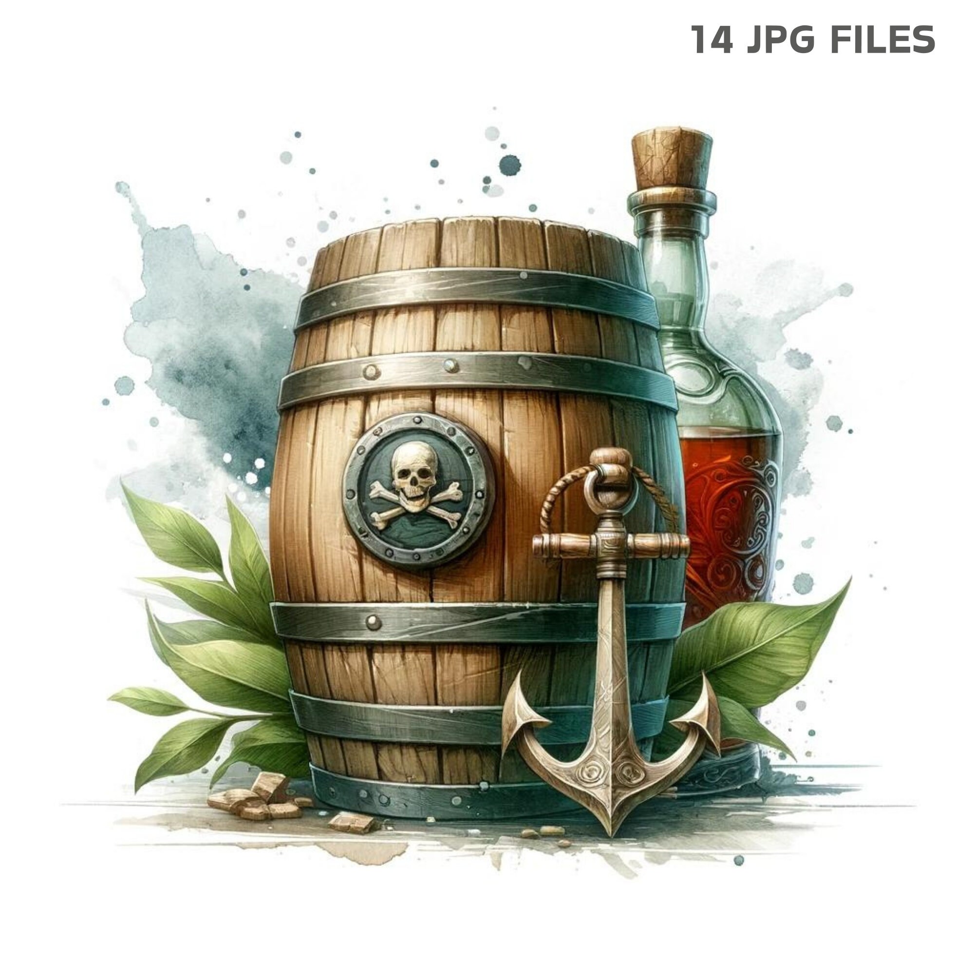 Pirate Barrel of Rum Clipart, Commercial Use Images for Junk Journal ...