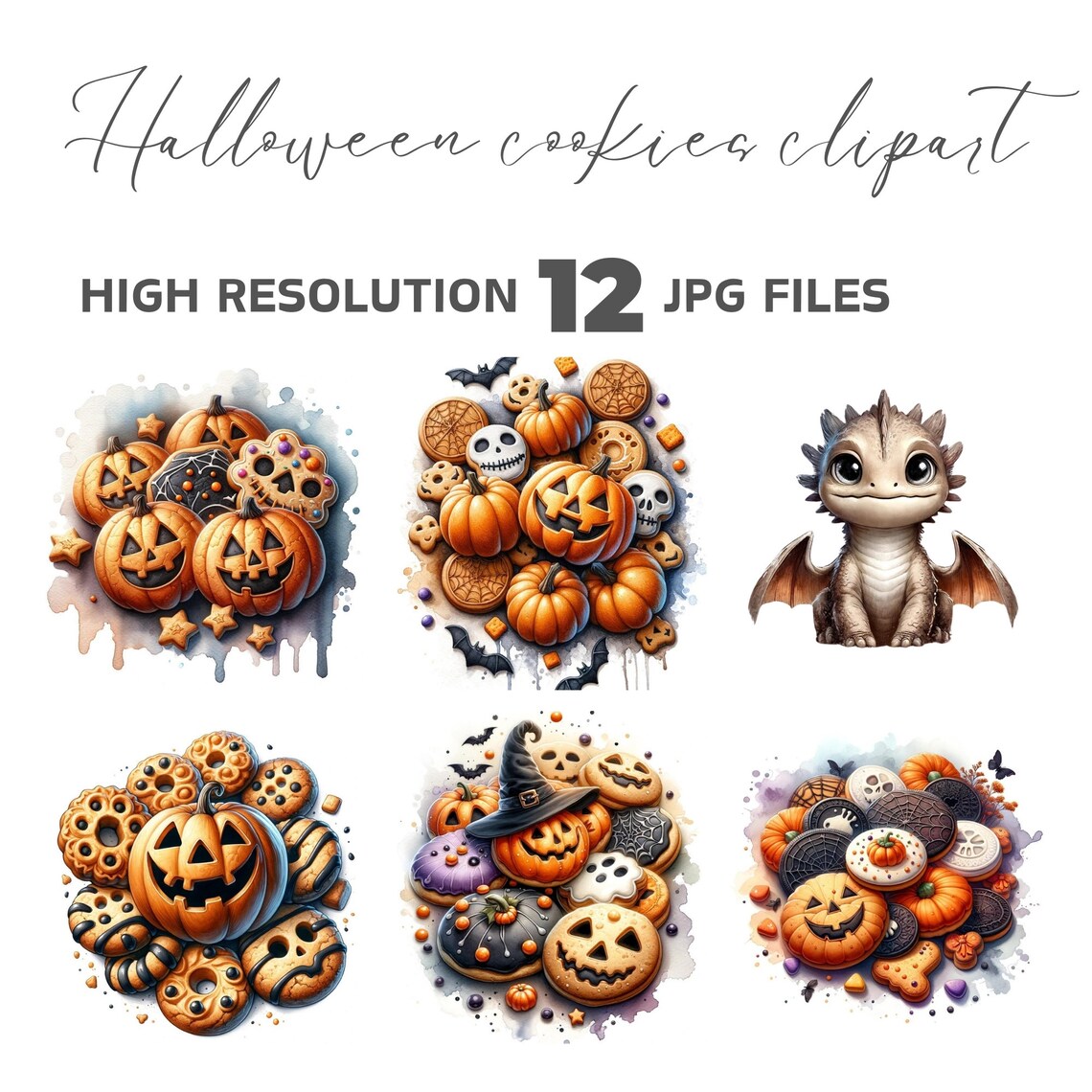 Spooky Halloween Cookies Clipart Set for Journaling, Instant Download ...