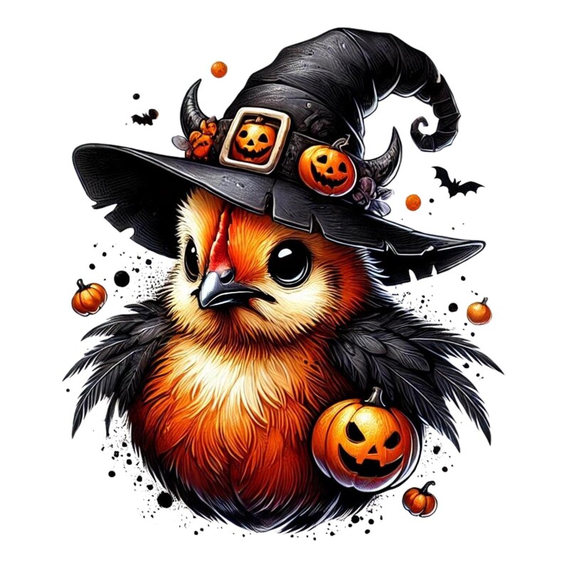 Spooky Halloween Chickens Clipart, Funny Chicken Witch & Pumpkin ...