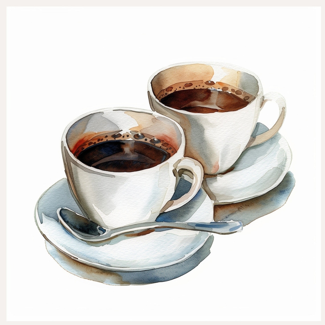 9 Watercolor Coffee Cups Clipart Set, Digital Art for Scrapbooking and ...