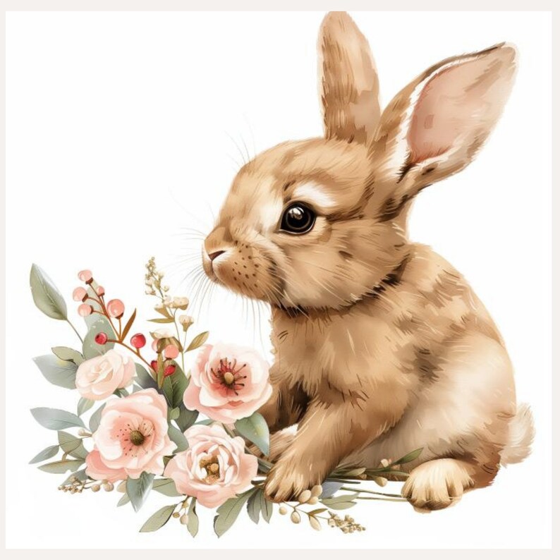 12 Watercolor Bunny Clipart, Instant Download, Digital Spring Clipart ...
