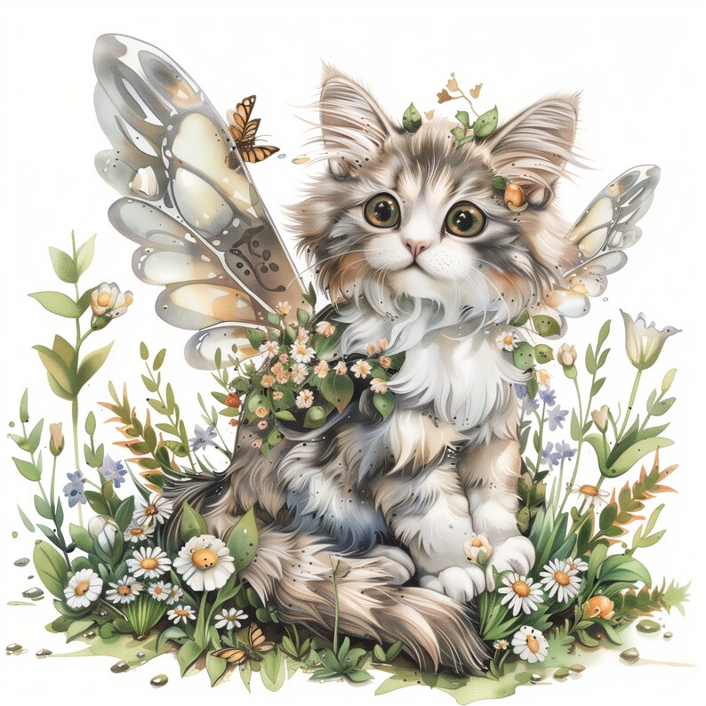 Fairy Cat Clipart for Mystical Junk Journals, Instant Download ...