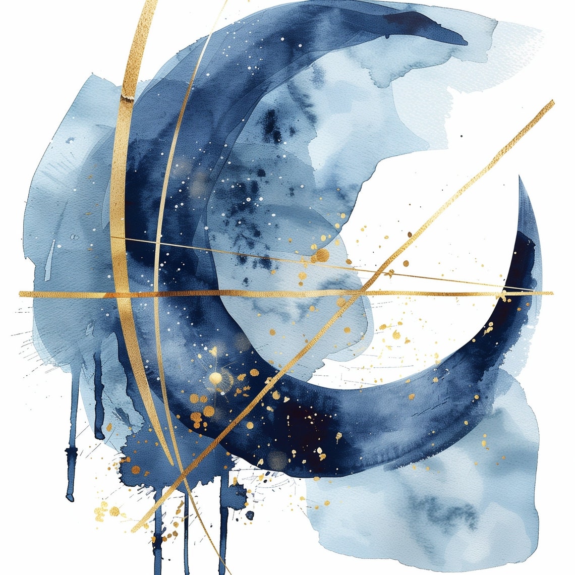 10 Celestial Moon Phases Clipart, Mystical Digital Watercolor Prints ...