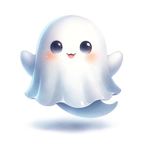 Cute Kawaii Ghost Clip Art Bundle, Retro Halloween, Collage Images ...