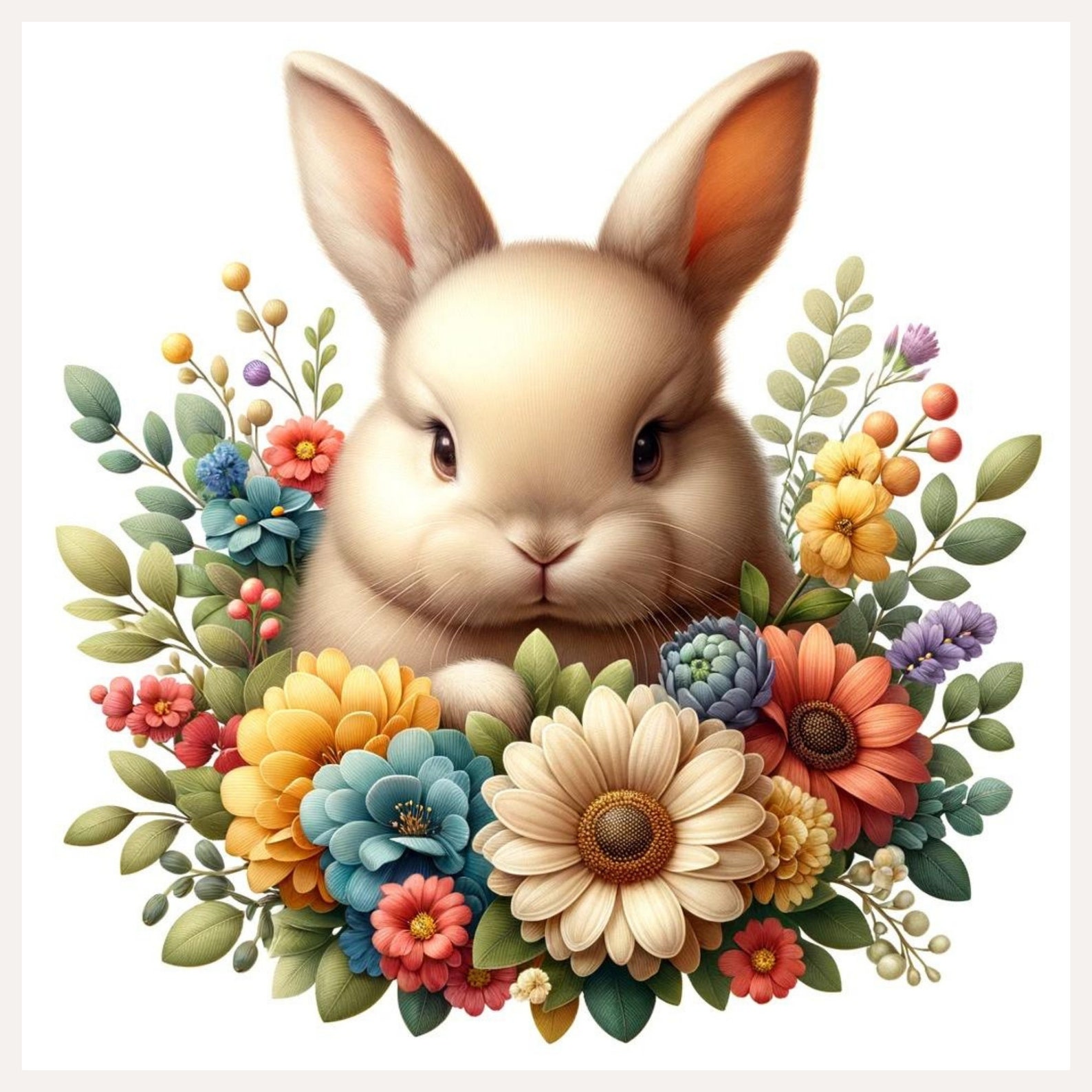 13 Bunny With Flowers Clipart Instant Download for Junk Journal ...