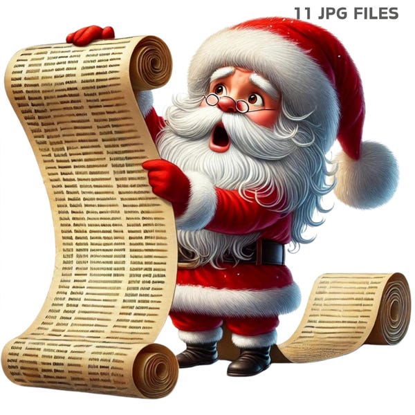 Santa List Clipart - Etsy
