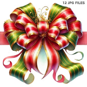 Christmas Coquette Bow Clipart Set, Digital Download for Scrapbooking ...