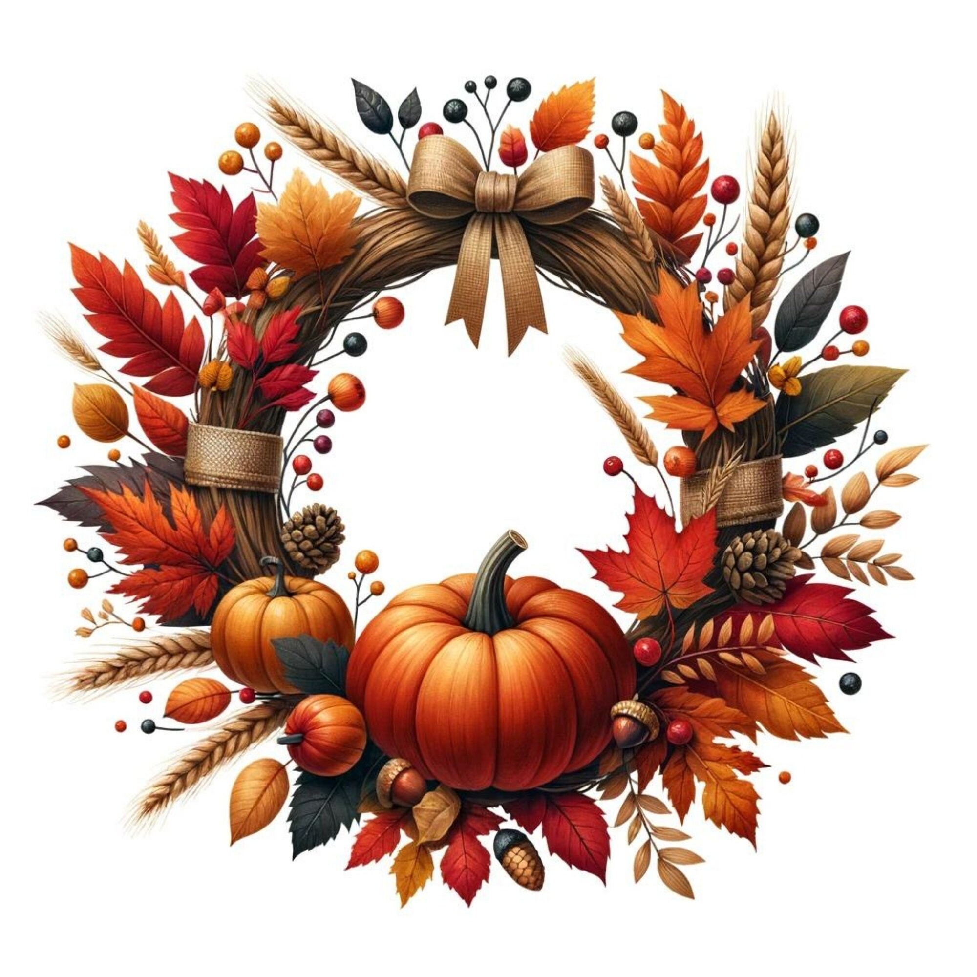 Thanksgiving Wreath Clipart, Floral Frames, Instant Download, Junk ...