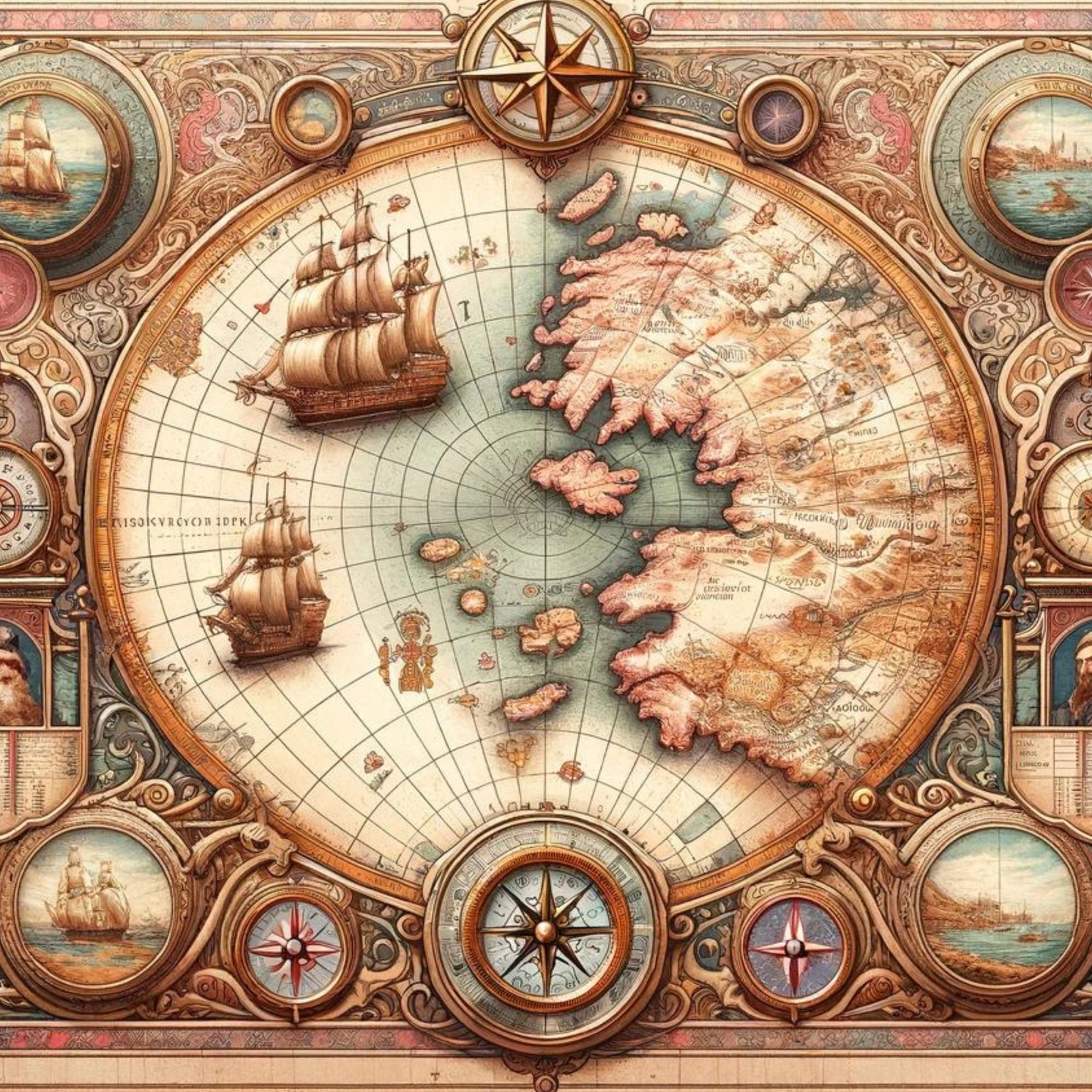 Old Retro Map Digital Paper Pack, Vintage Patterns for Creative ...