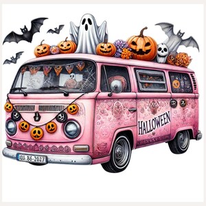 Pink Halloween Van, Hippie Halloween Theme, High Resolution JPG ...