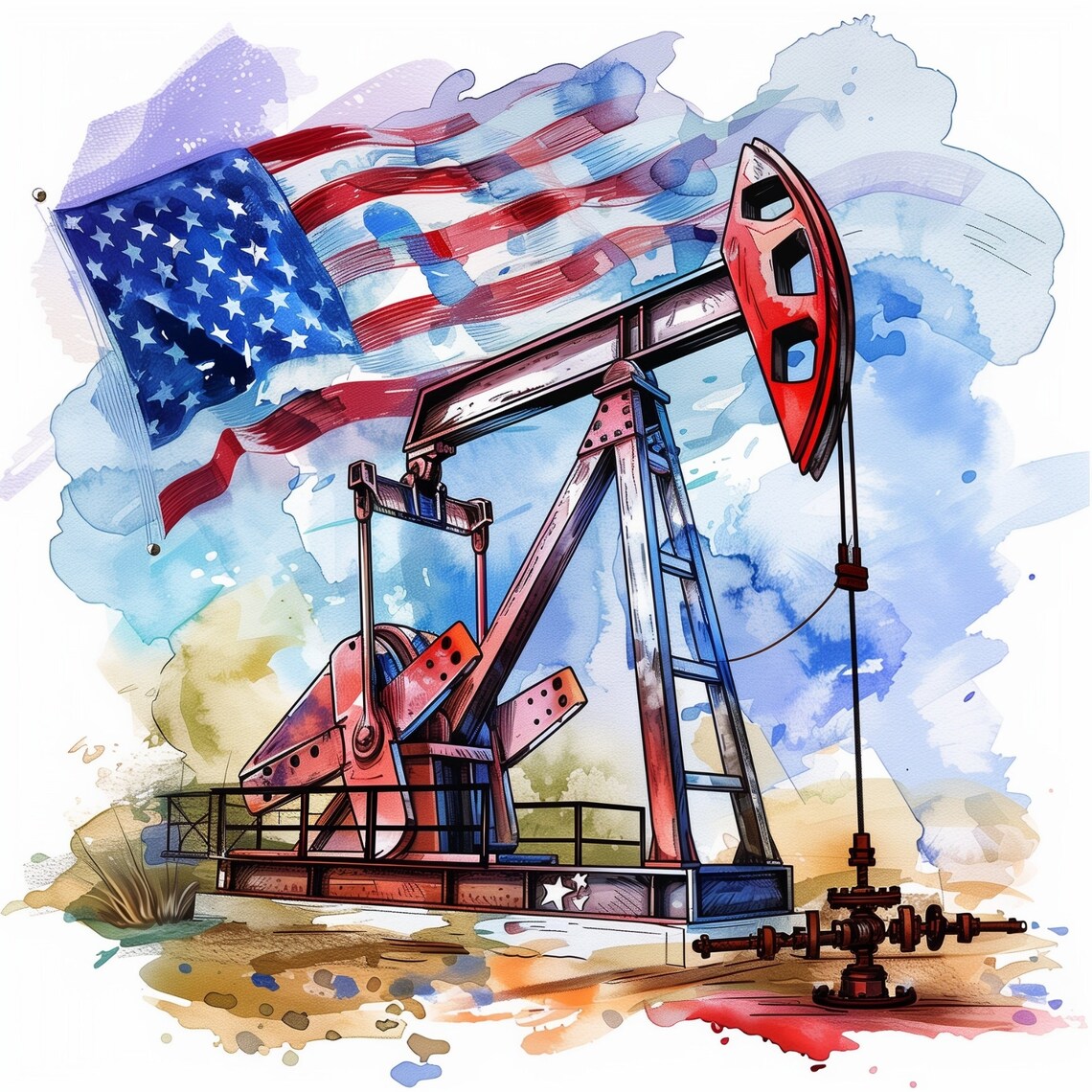 Oil Platform Graphic Design, Oilfield Clip Art for Sublimation Designs ...