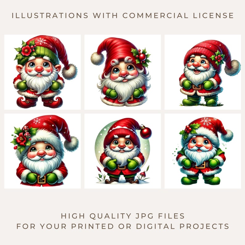 Holiday Gnome Clipart Images, Nordic Christmas Junk Journal, Digital ...