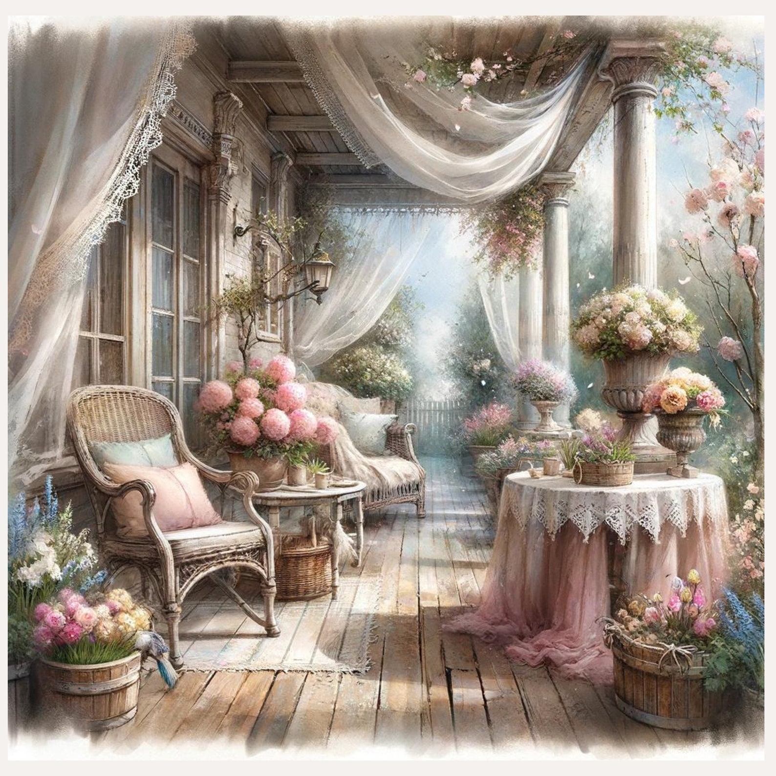 11 Shabby Chic Outdoor Porch Decor Kit, Paper Craft, Front Porch ...