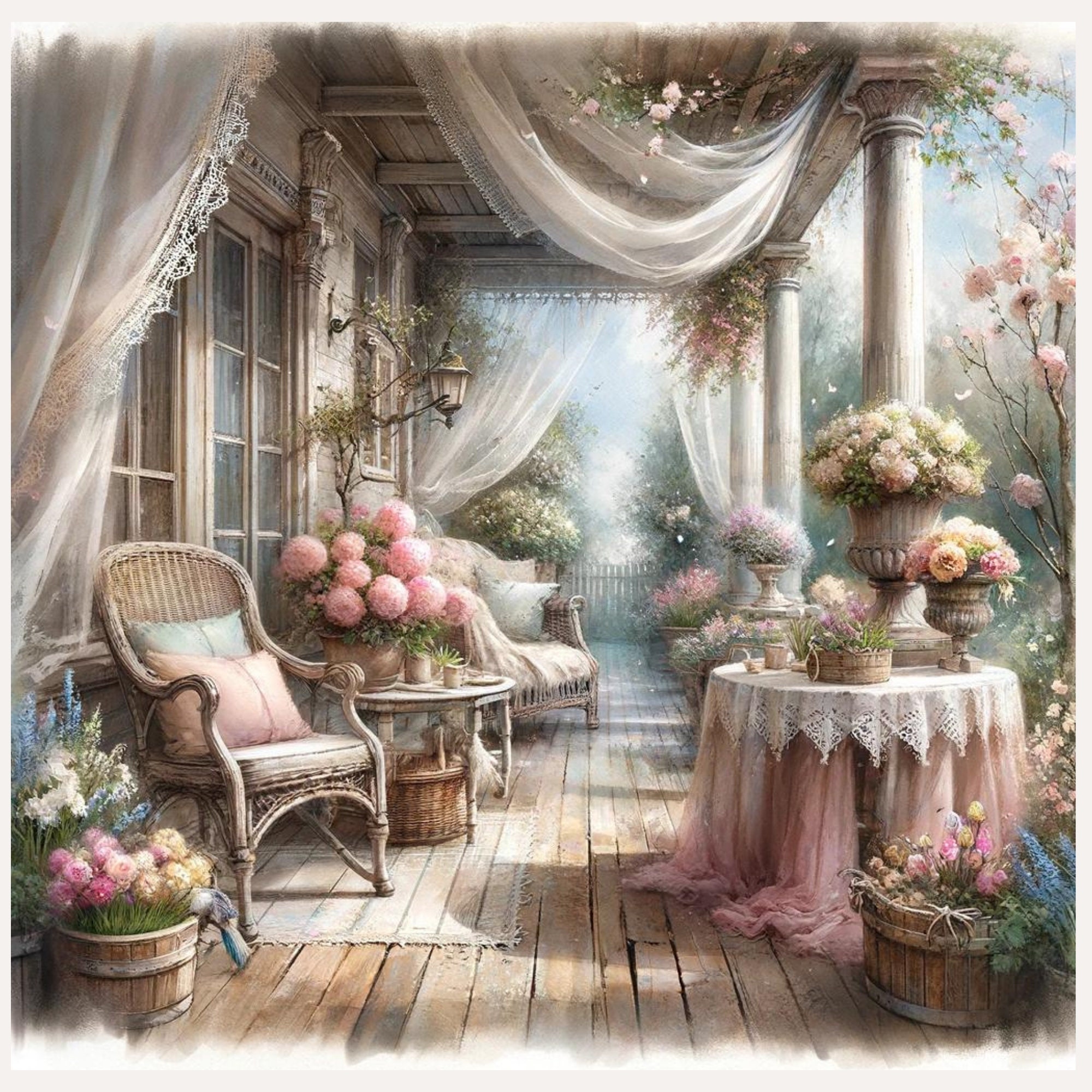 11 Shabby Chic Outdoor Porch Decor Kit, Paper Craft, Front Porch ...