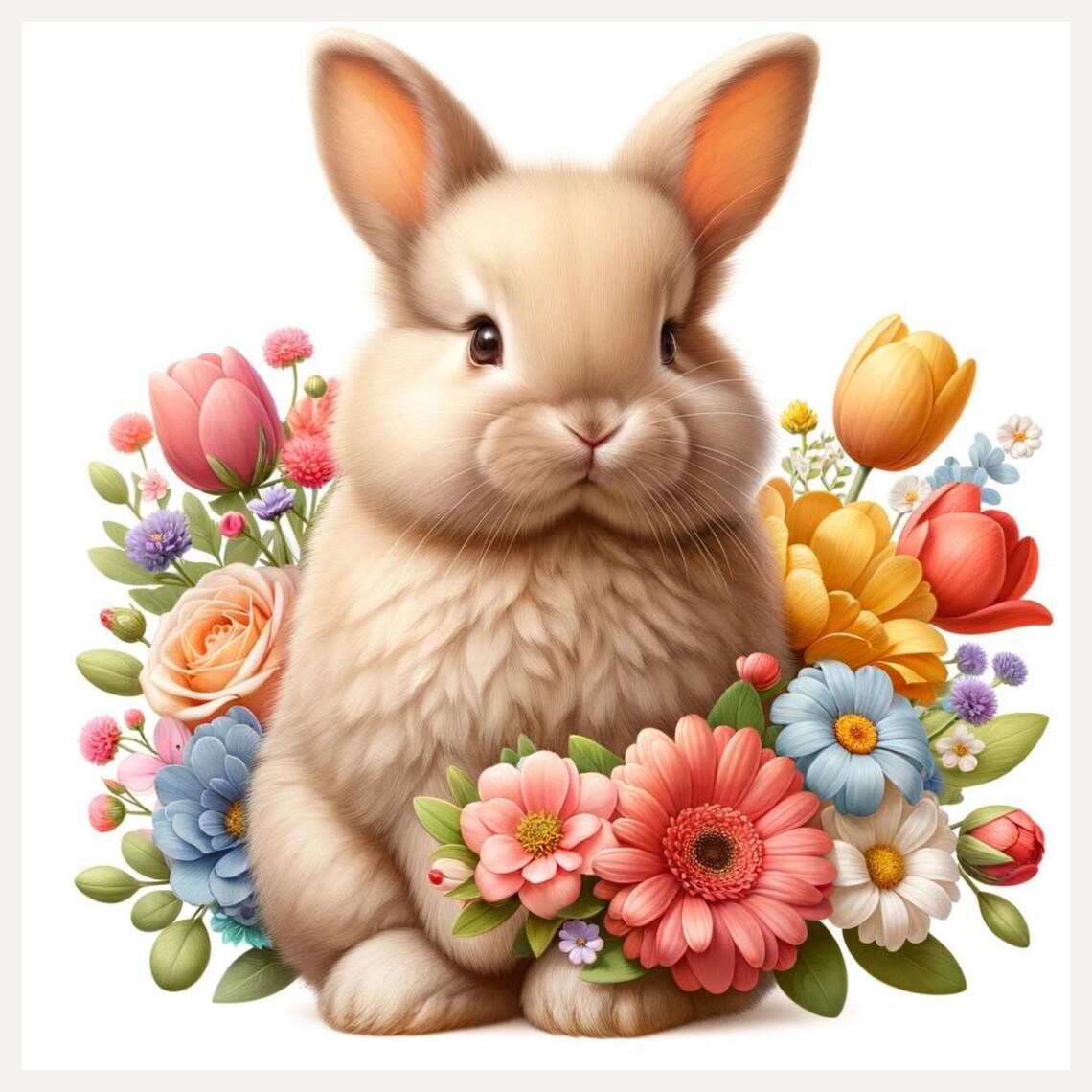 13 Bunny With Flowers Clipart Instant Download for Junk Journal ...