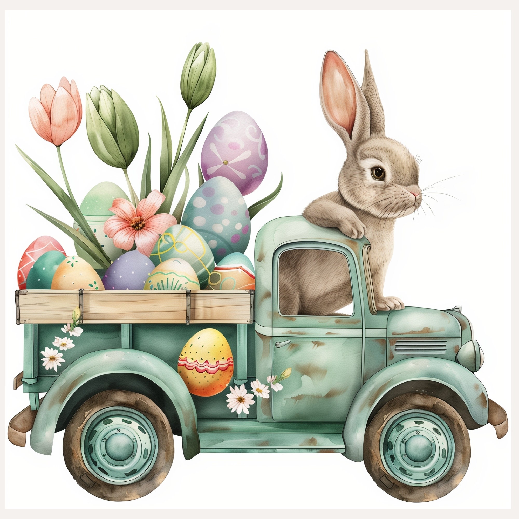 12 Printable Bunny Vintage Easter Kids Clipart for Home Decor, Easter ...