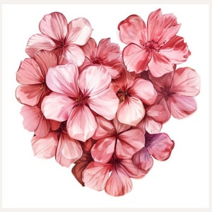 9 Watercolor Pink Hearts Flowers, Spring Floral Clipart for Commercial ...