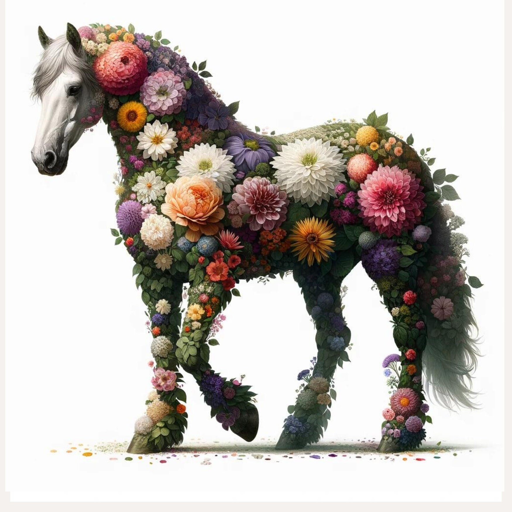 12 Floral Horse Art Printable Instant Download, Watercolor Flowers ...