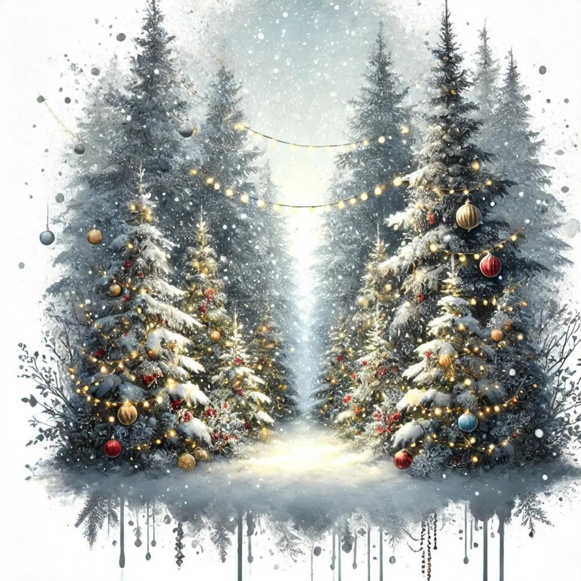 Vintage Christmas Forest Clipart Bundle, Digital Paper Crafts, Winter ...