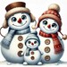 Funny Snowman Family Christmas Clipart, Digital Download, Holiday ...