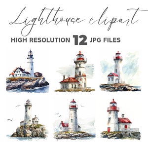 12 Lighthouse and Sea Clipart for Junk Journals and Greeting Cards ...