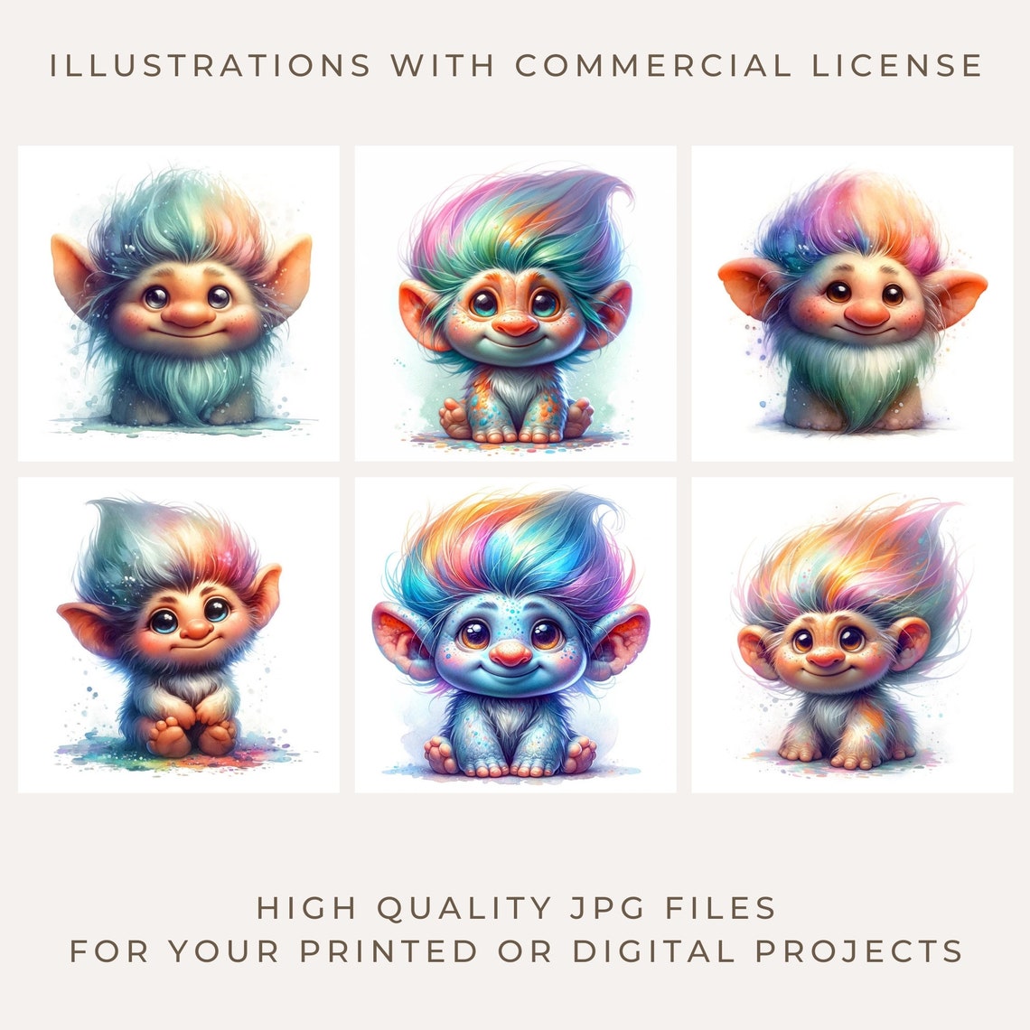 Cute Trolls Clipart, Digital Download for Kids, Character Design, Ogre ...