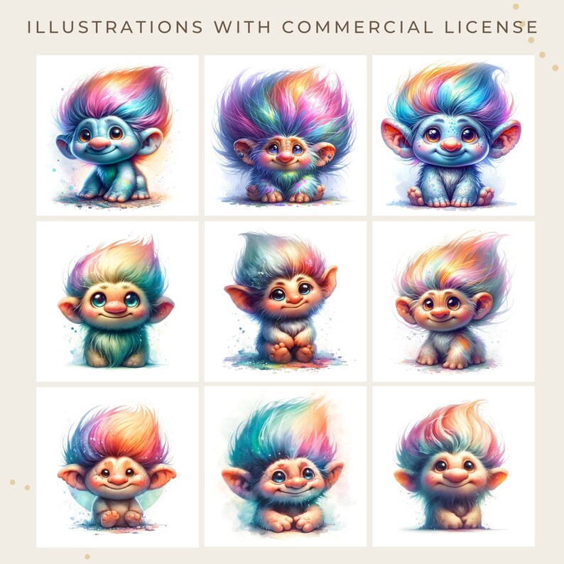 Cute Trolls Clipart, Digital Download for Kids, Character Design, Ogre ...