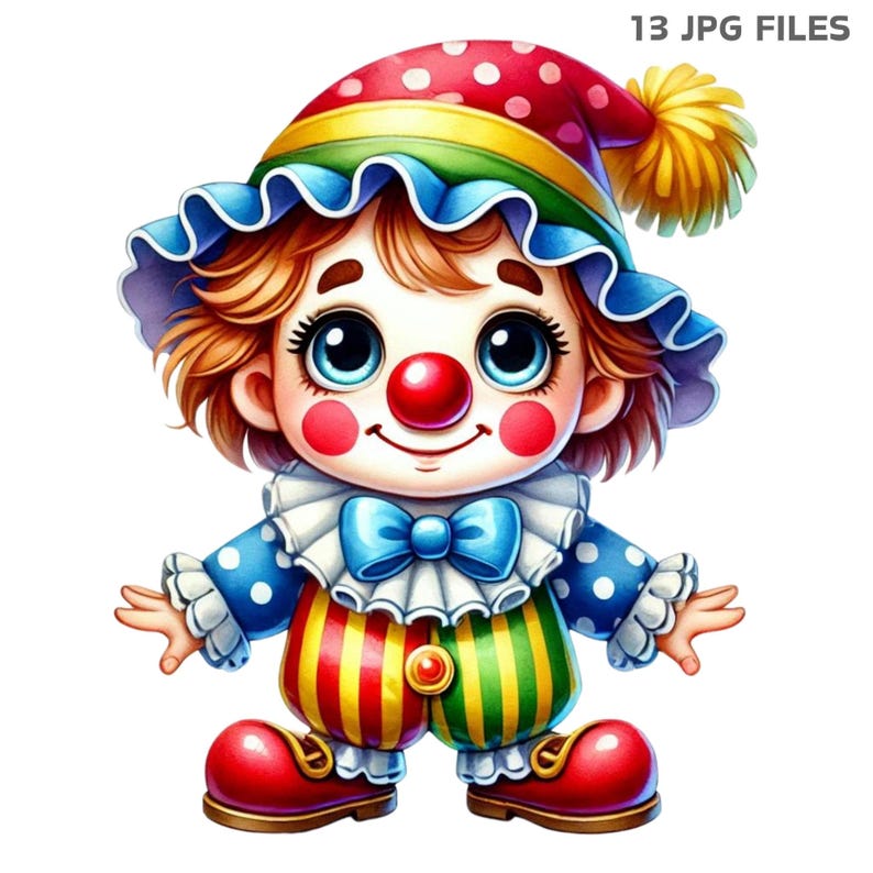 Cute Clown Clipart, Circus Clip Art for Scrapbooking, Junk Journals ...
