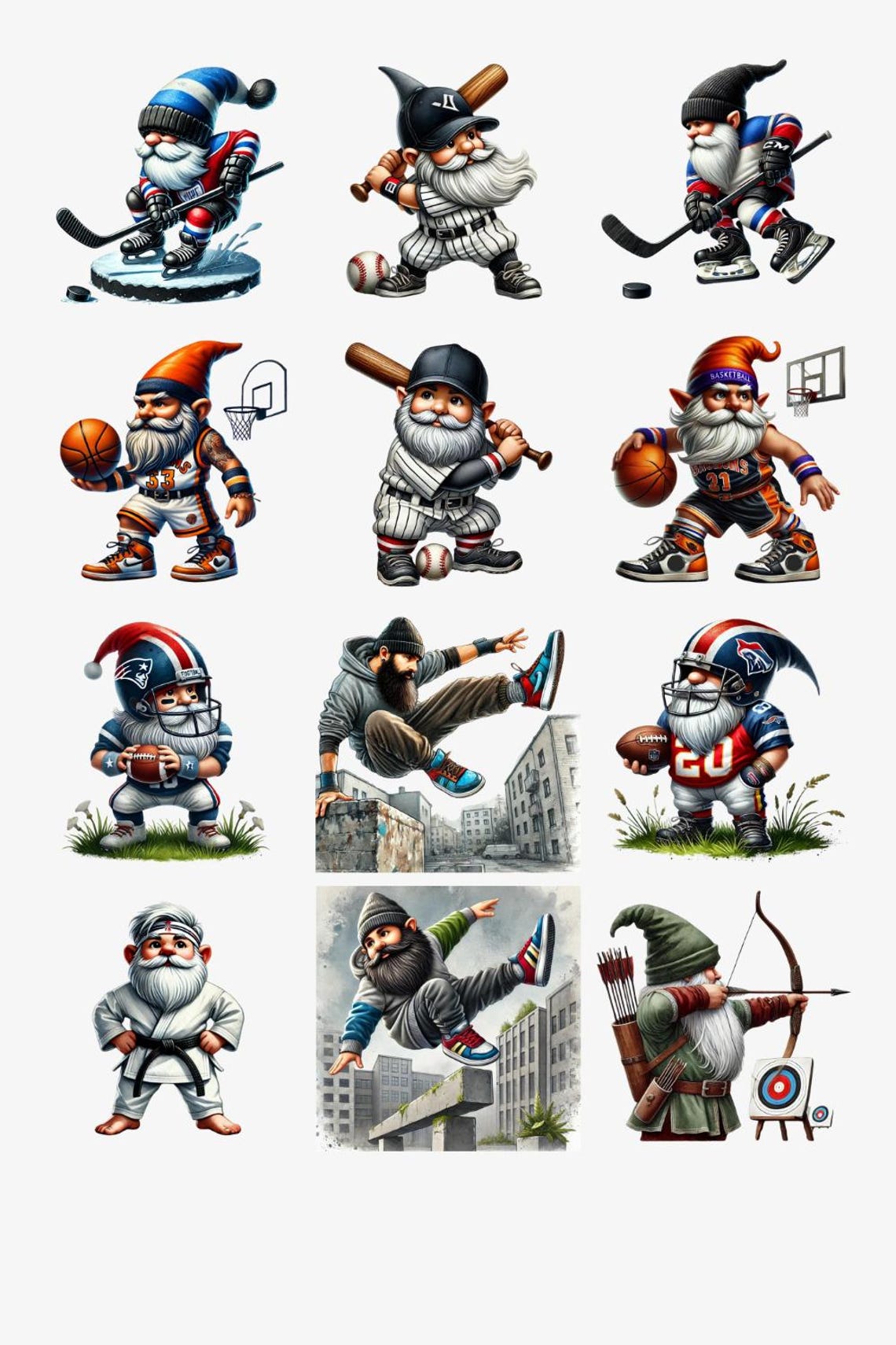 Sports Gnomes Clipart Set, Sublimation Designs for T-shirt & Stickers ...