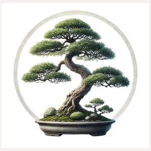 Digital Download Bonsai Tree Clipart Image for Crafting, Watercolor Set ...