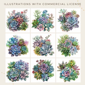 12 Watercolor Succulent Clip Art Set Digital Bundle for Junk Journal ...