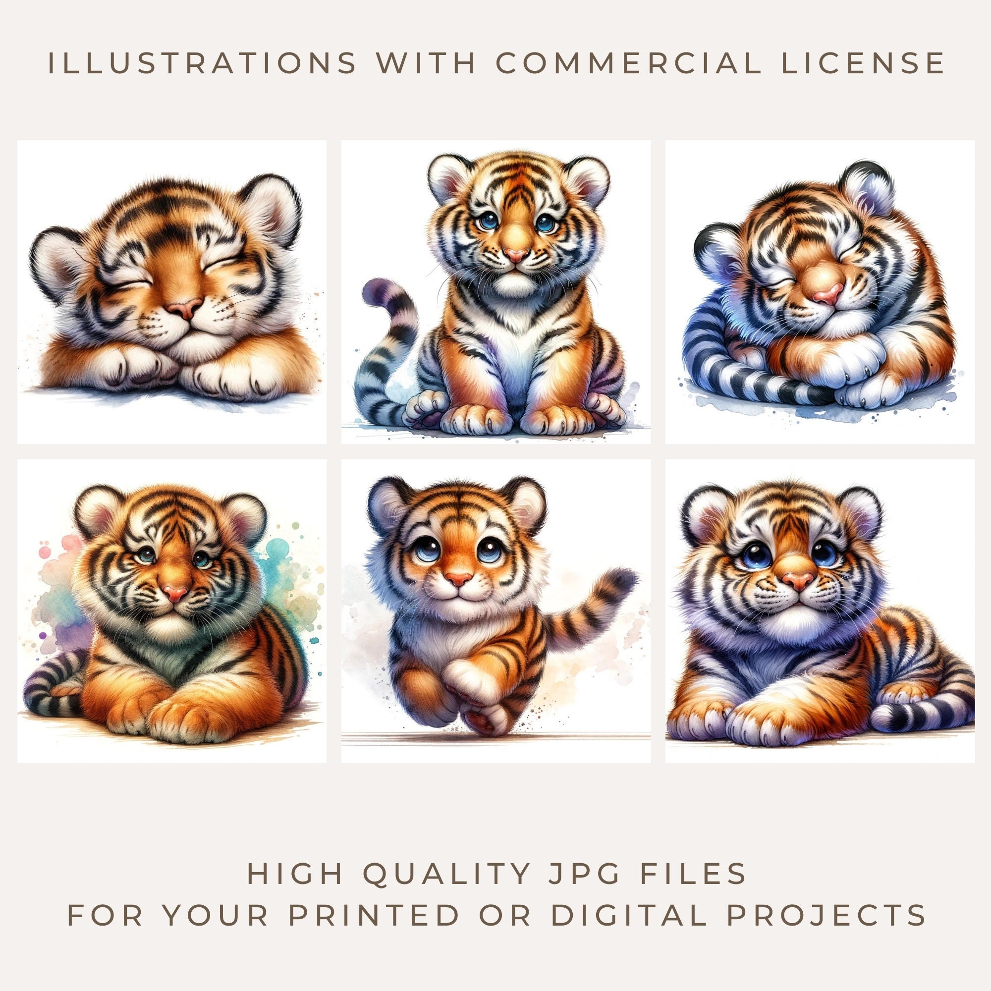 Cute Tigers Collage Images for Commercial Use, Jungle Nursery Decor ...