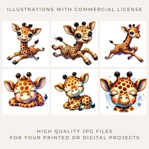 Watercolor Giraffe Clipart Bundle, Digital Crafting Scrapbook Images ...